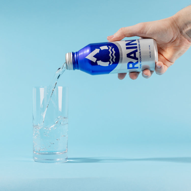 Pure Mountain Spring Water Bottled in Aluminum | RAIN